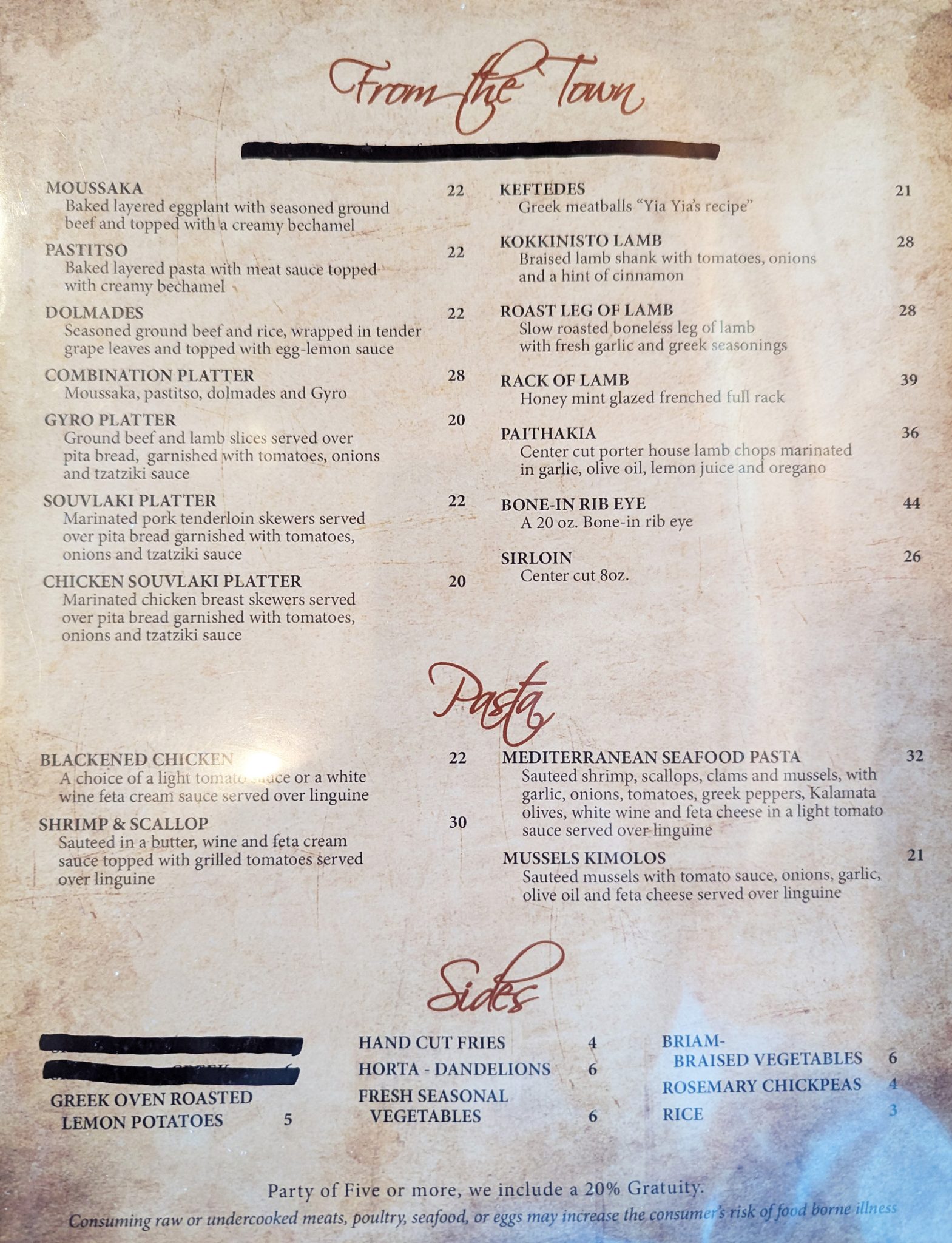 Menu - Dimitri's On The Water